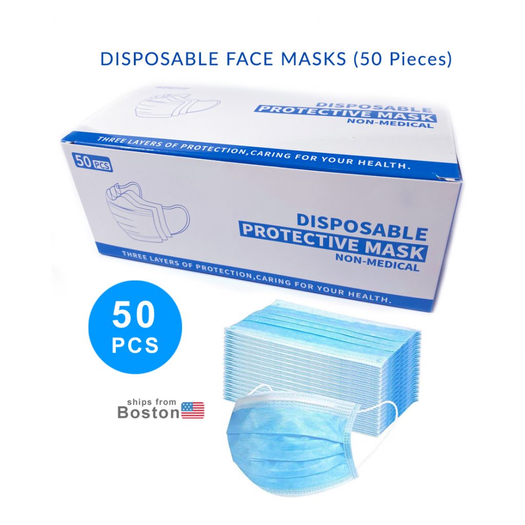 Disposable Face Masks (Pack of 50 PCS) Blue 3 ply – Shikaboo Store